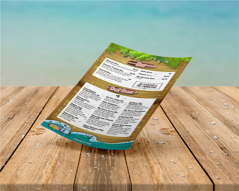 11" x 17" Waterproof Flat Restaurant Menus | Aquaproof Paper